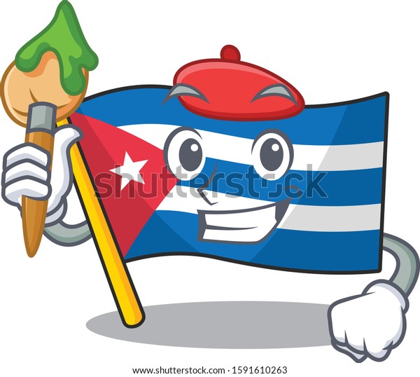 Funny Flag Cuba Scroll Artist Cartoon Stock Vector (Royalty Free ...