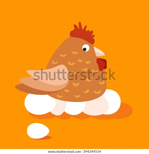 Funny Flat Cartoon Chicken Sitting On Stock Vector (Royalty Free ...