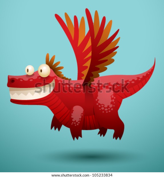 Funny Flying Dragon 2 Vector Stock Vector (Royalty Free) 105233834 ...