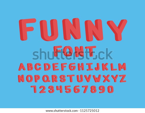 Funny font. Vector alphabet letters and numbers. Typeface design.
