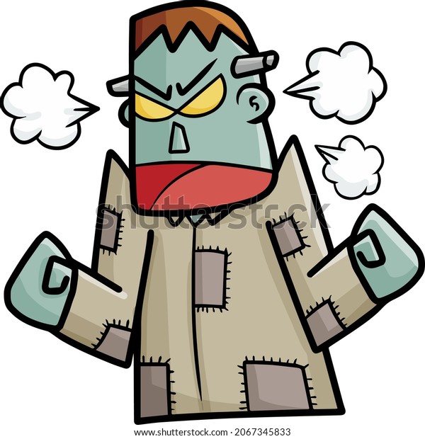 Funny Frankenstein Cartoon Getting Angry Stock Vector (Royalty Free ...