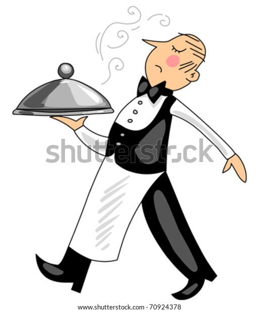 Funny French Waiter Stock Vector (Royalty Free) 70924378