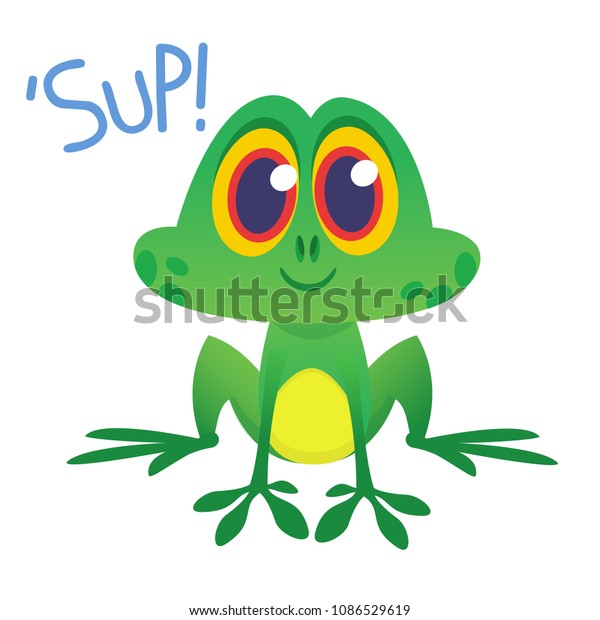 Funny Frog Cartoon Character Saying Sup Stock Vector (Royalty Free ...