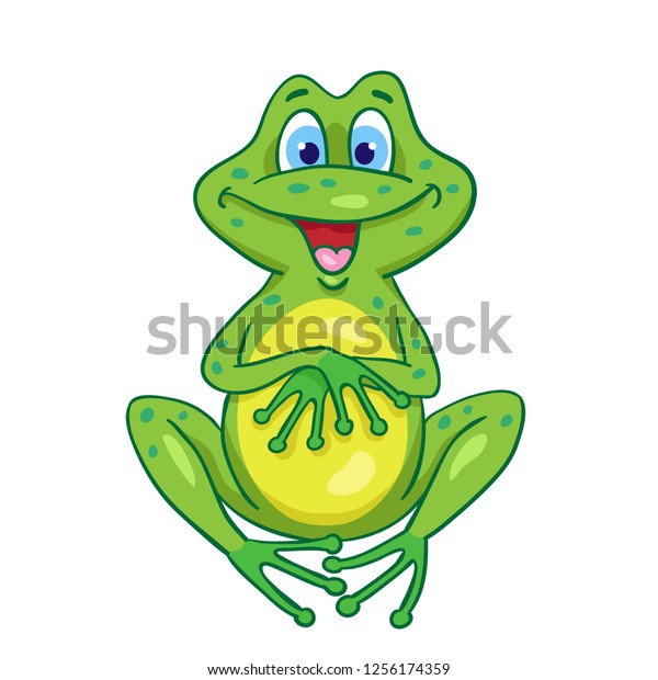 Funny Frog Sitting Crosslegged Arms Cartoon Stock Vector (Royalty Free ...