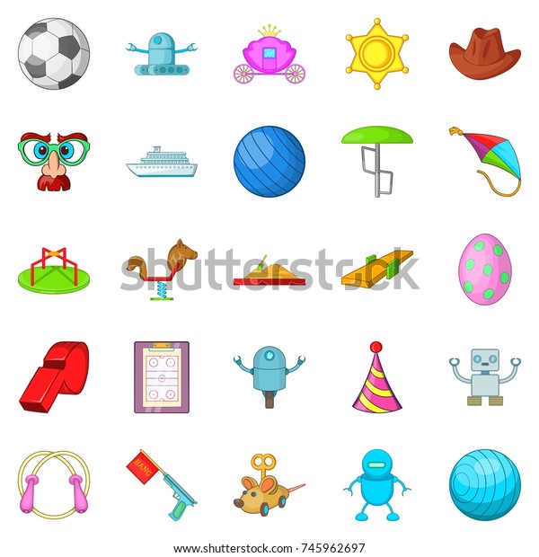 Funny Game Icons Set Cartoon Set: vector de stock (libre de regalías ...