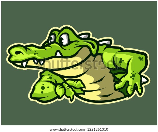 Funny Gator Cartoon Mascot Stock Vector (Royalty Free) 1221261310 ...