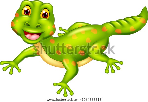 Funny Gecko Cartoon Posing Smile Stock Vector (Royalty Free) 1064366513 ...