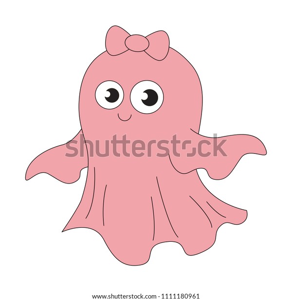 Funny Ghost Girl Cartoon Outlined Illustration Stock Vector (Royalty ...