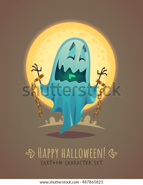 Funny Ghost Scary Posture Halloween Cartoon Stock Vector (Royalty Free ...