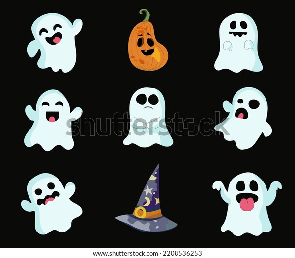 Funny Ghosts Halloween Vector Illustration Ghosts Stock Vector (Royalty ...