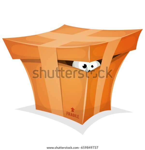 Funny Gift Cardboard Box Illustration Cartoon Stock Vector (Royalty ...