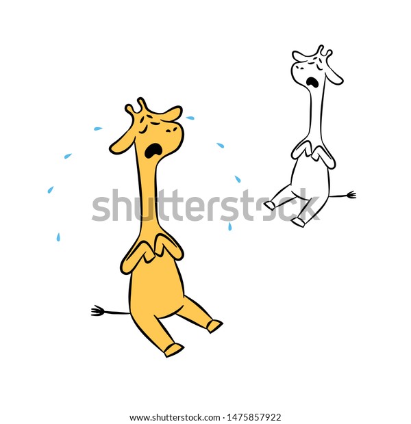 Funny Giraffe Cartoon Cracter Cry Stock Vector (Royalty Free ...