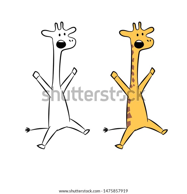 Funny Giraffe Cartoon Cracter Scared Stock Vector (Royalty Free ...