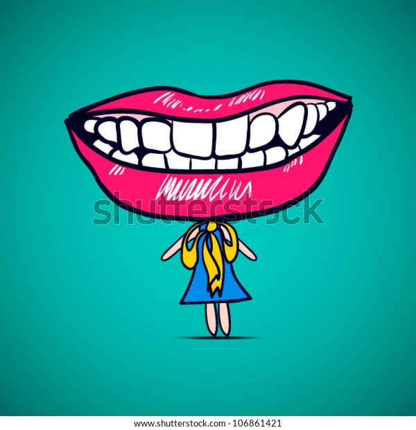Funny Girl Big Lips Vector Illustration Stock Vector (Royalty Free ...
