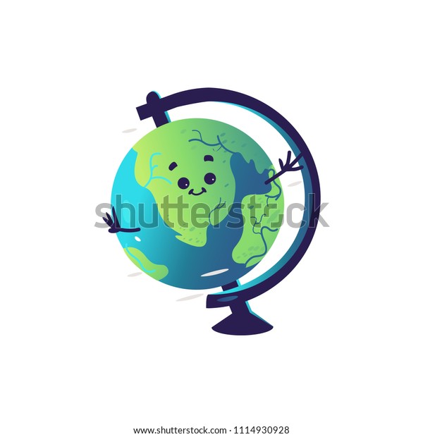 Funny Globe Sphere Cartoon Character Isolated Stock Vector (Royalty ...