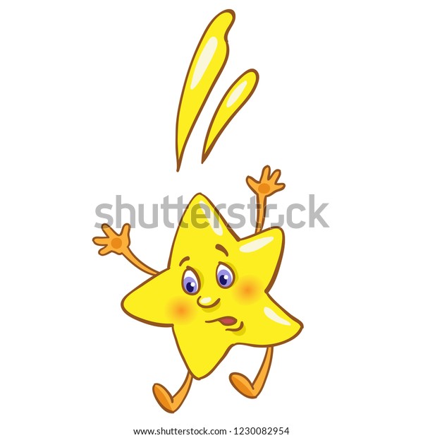Funny Gold Star Falling Cartoon Style Stock Vector (Royalty Free ...