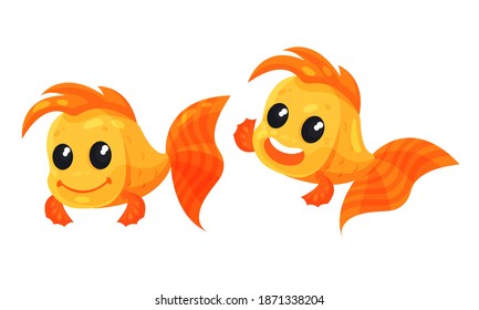 Cute Upset Goldfish Funny Fish Cartoon Stock Vector (Royalty Free ...
