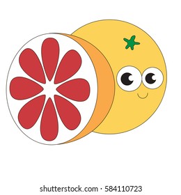 Funny Grapefruit Cartoon Outlined Object Black Stock Vector (Royalty ...