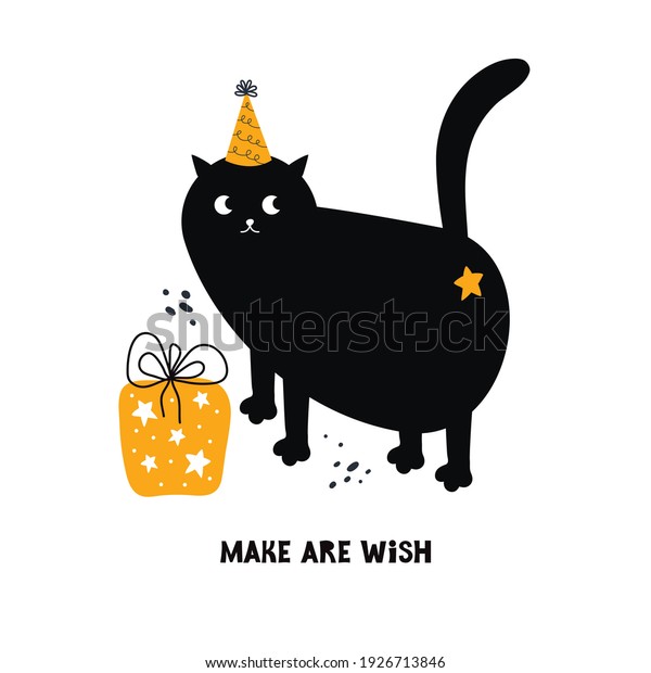 Funny Greeting Card Text Make Wish Stock Vector (Royalty Free ...