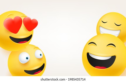 Funny Group Characters Emoticons Cute 3d Stock Vector (Royalty Free ...
