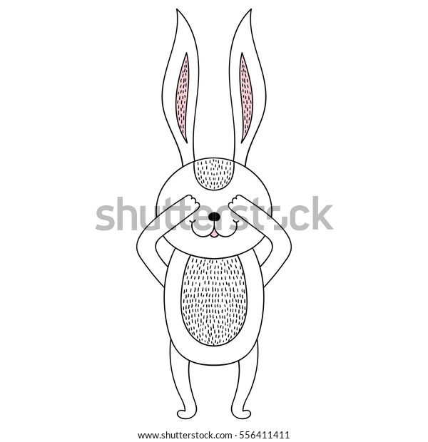 Funny Hand Drawn Hidden Rabbit Cartoon Stock Vector (Royalty Free ...