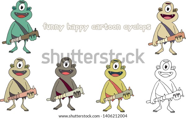 Funny Happy Cartoon Cyclops Doodle Stock Vector (Royalty Free ...
