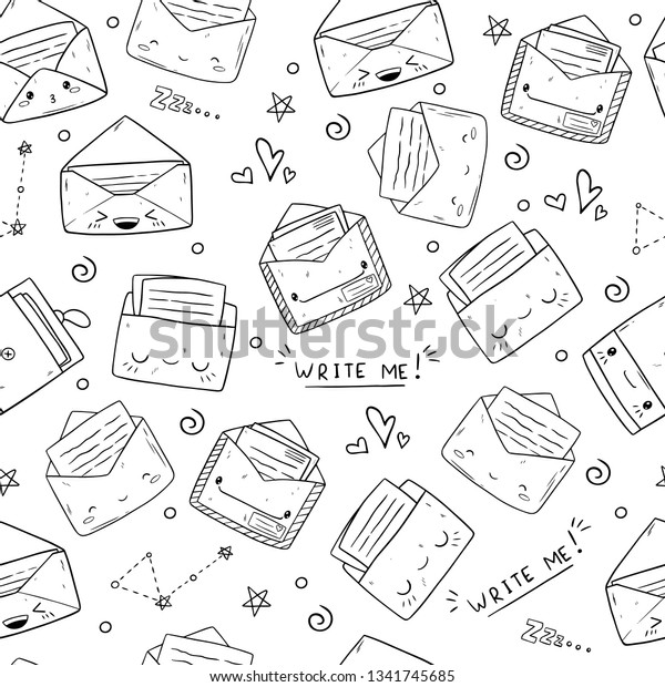 Funny Happy Cute Smiling Envelope Letters Stock Vector (Royalty Free ...
