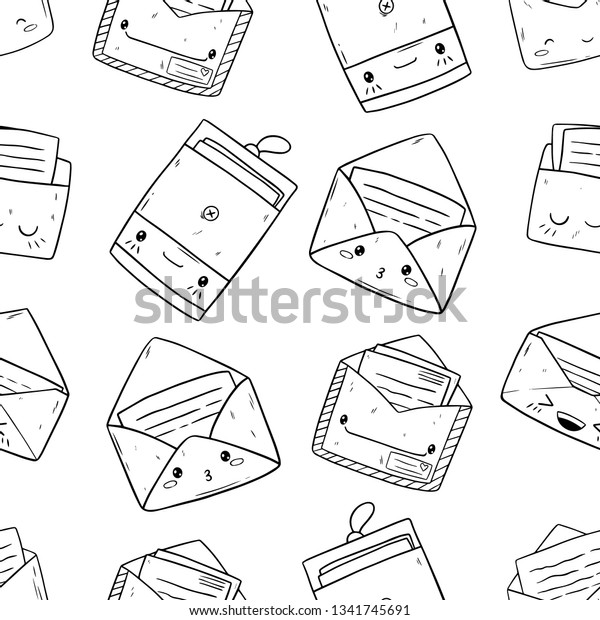 Funny Happy Cute Smiling Envelope Letters Stock Vector (Royalty Free ...