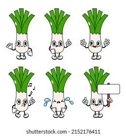 Funny Happy Leek Characters Bundle Set Stock Vector (Royalty Free ...