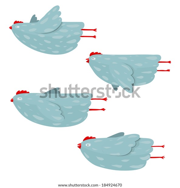 Funny Hen Flying Collection Hen Birds Stock Vector (Royalty Free ...