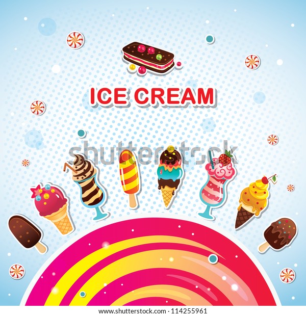 Funny Ice Cream Background Stock Vector (Royalty Free) 114255961 ...