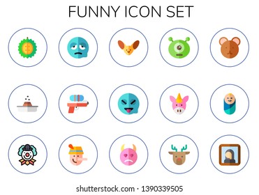 Funny Icon Set 15 Flat Funny Stock Vector (Royalty Free) 1390339505 ...