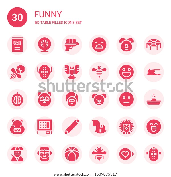 Funny Icon Set Collection 30 Filled Stock Vector (Royalty Free ...