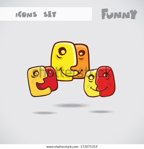 Funny Icons Cartoon Style Stock Vector (Royalty Free) 172075319