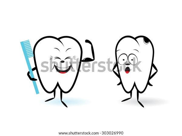 Funny Illustration Cartoon Teeth Stock Vector (Royalty Free) 303026990 ...