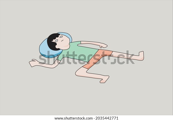 Funny Illustration Man Laying Down His Stock Vector (Royalty Free) 2035442771 | Shutterstock