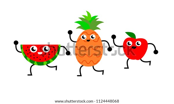 Funny Illustration Some Fruits Dancing Stock Vector (Royalty Free ...