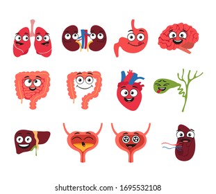 Funny Internal Organs Character Isolated Set Stock Vector (Royalty Free ...