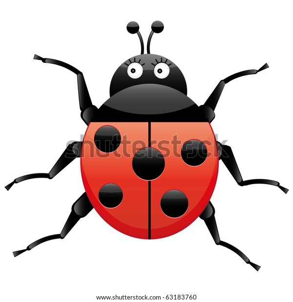 Funny Ladybug Looking Left Cartoon Character: vector de stock (libre de ...