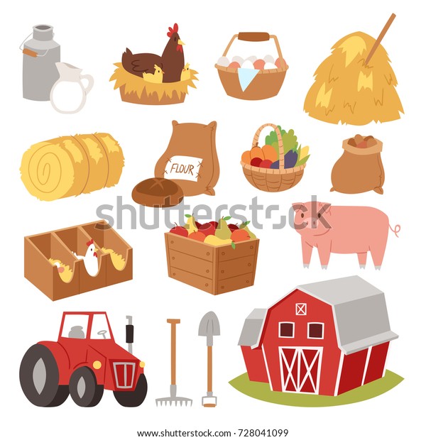 Image vectorielle de stock de Funny Landscape Farm Tools Cartoon ...
