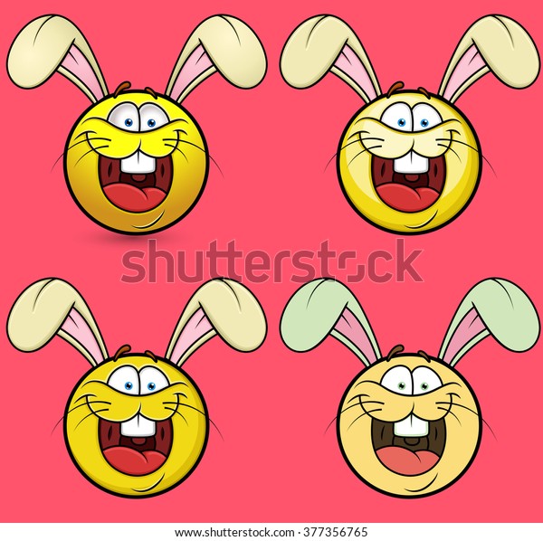 Funny Laughing Bunny Smiley Vector Set Stock Vector (Royalty Free ...