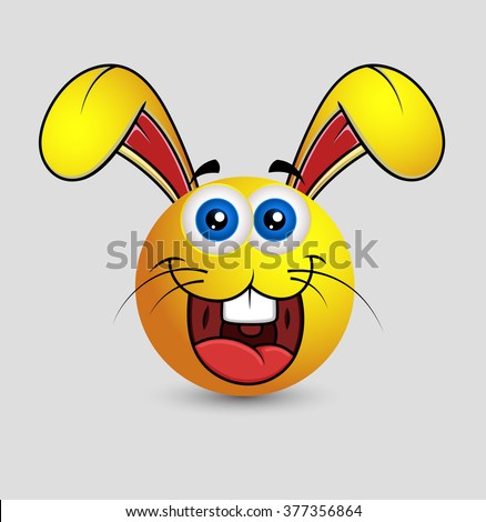 Funny Laughing Rabbit Smiley Stock Vector (Royalty Free) 377356864 ...