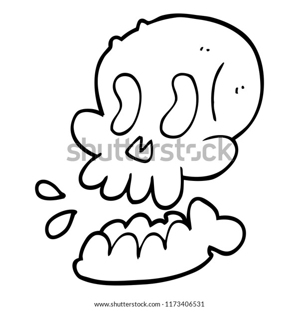 Funny Line Drawing Cartoon Skull Stock Vector (Royalty Free) 1173406531 ...
