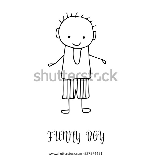 「Funny Little Boy Hand Drawing Cute」のベクター画像素材（ロイヤリティフリー） 527596651 ...