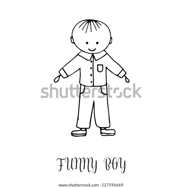 Funny Little Boy Hand Drawing Cute Stock Vector (Royalty Free ...