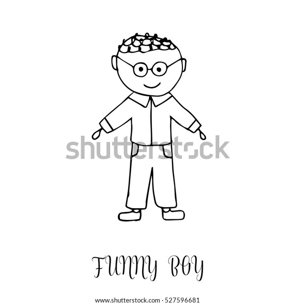 Funny Little Boy Hand Drawing Cute 스톡 벡터(로열티 프리) 527596681 | Shutterstock