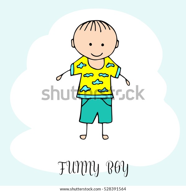 Funny Little Boy Hand Drawing Cute: เวกเตอร์สต็อก (ปลอดค่าลิขสิทธิ์ ...