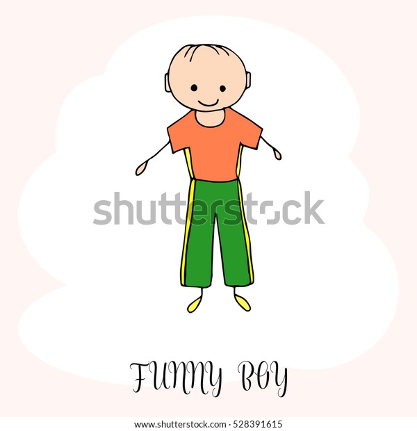 Funny Little Boy Hand Drawing Cute Stock Vector (Royalty Free ...