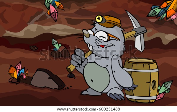Funny Little Mole Pickaxe On Shoulder Stock Vector (Royalty Free) 600231488
