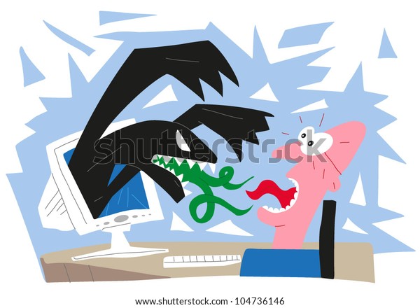 Funny Man Computer Virus Stock Vector (Royalty Free) 104736146